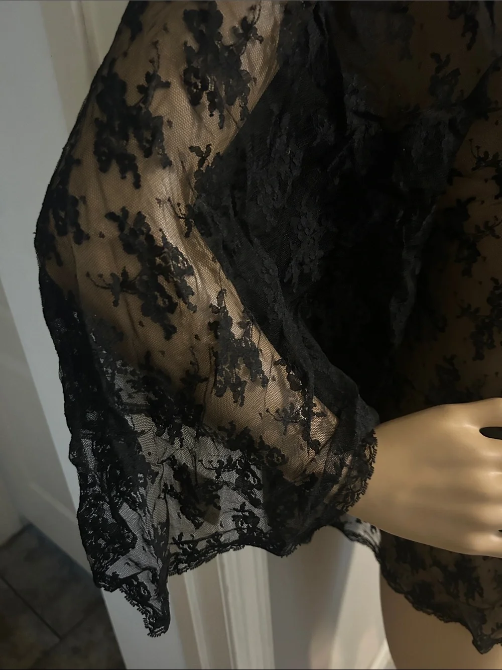 Sears | Intimates & Sleepwear | Sears Black Vintabe Sheer Floral Lace ...